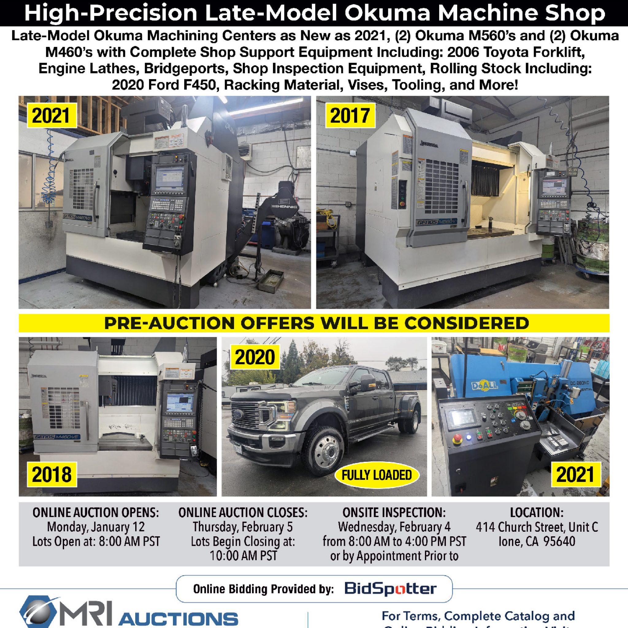 BY ORDER OF OWNER OF JC SALES AND MANUFACTURING – MRI Auctions