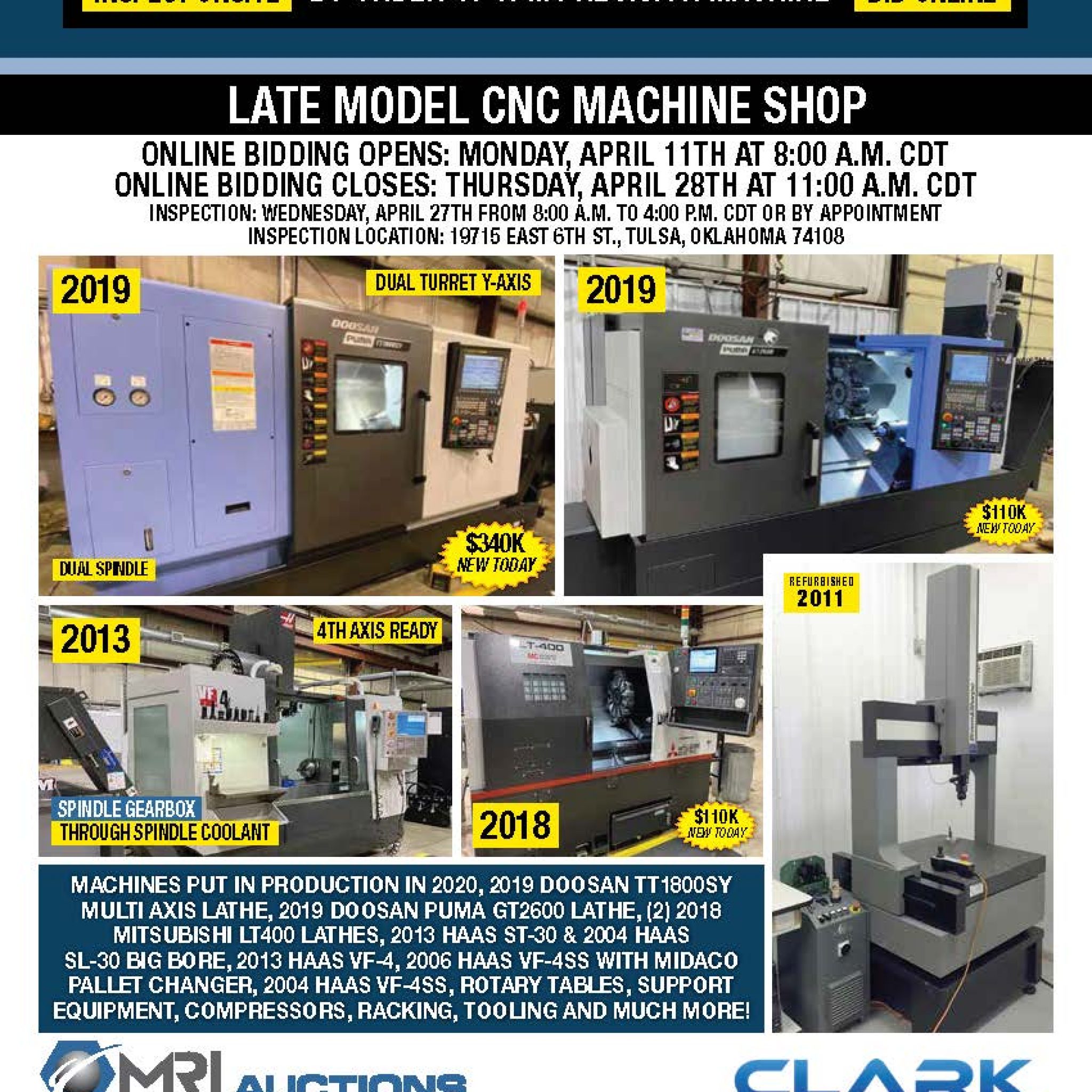 LATE MODEL CNC MACHINE SHOP AUCTION – By Order of JPM Precision Machine ...